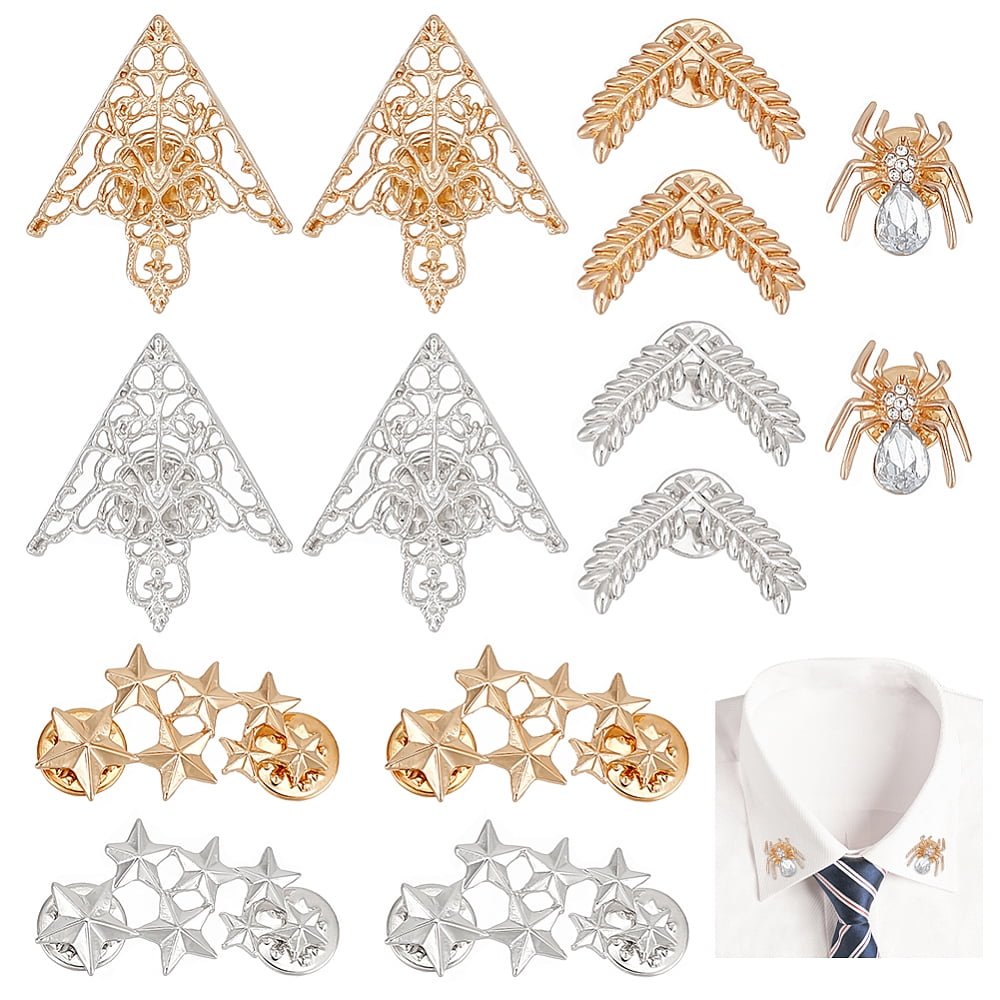 14Pcs 7 Style Star & Flower & Wheat & Spider Alloy Brooch Pins with ...