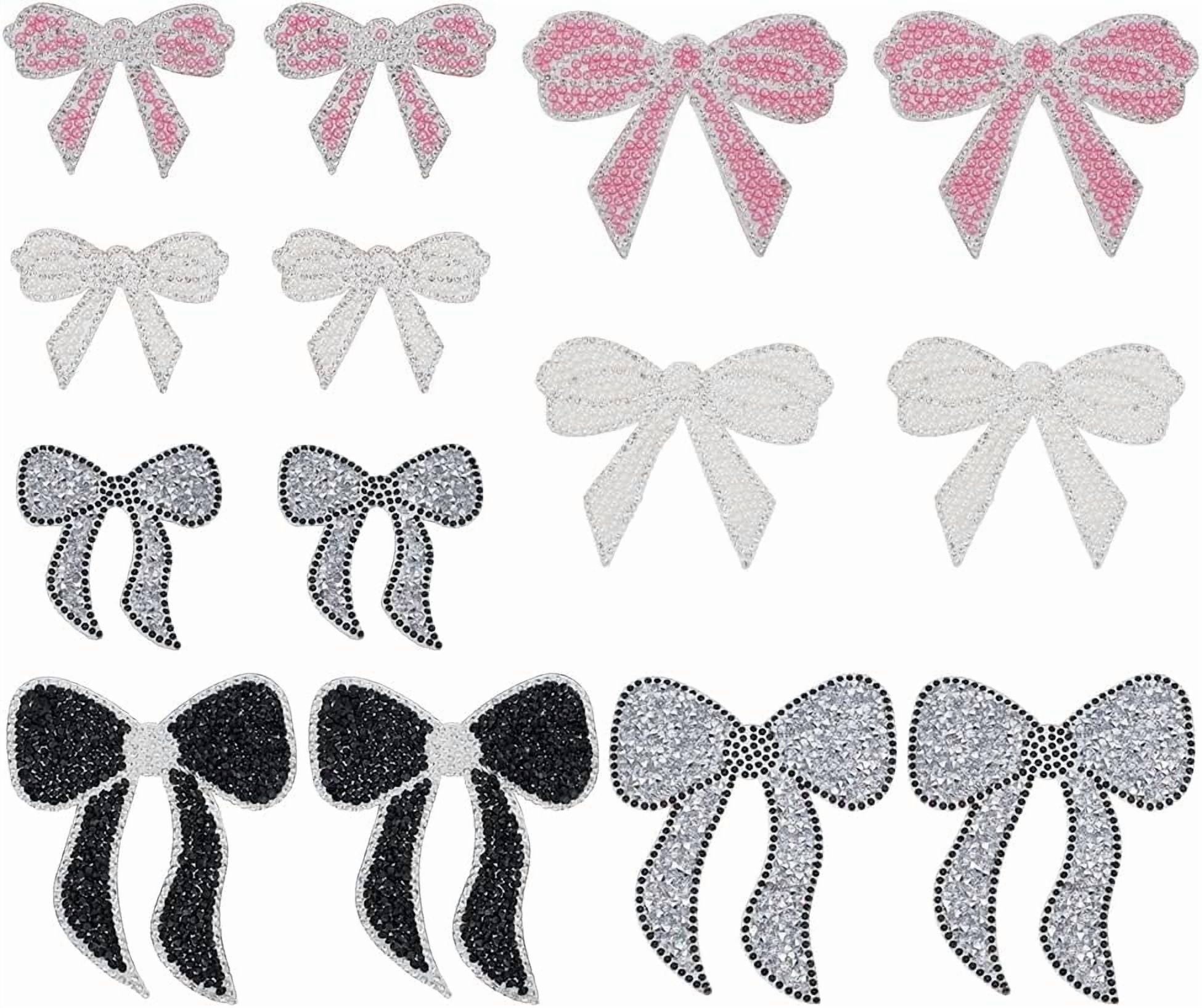 14Pcs 7 Styles Bowknot Rhinestone DIY with Plastic Pearl Cloth Patches ...