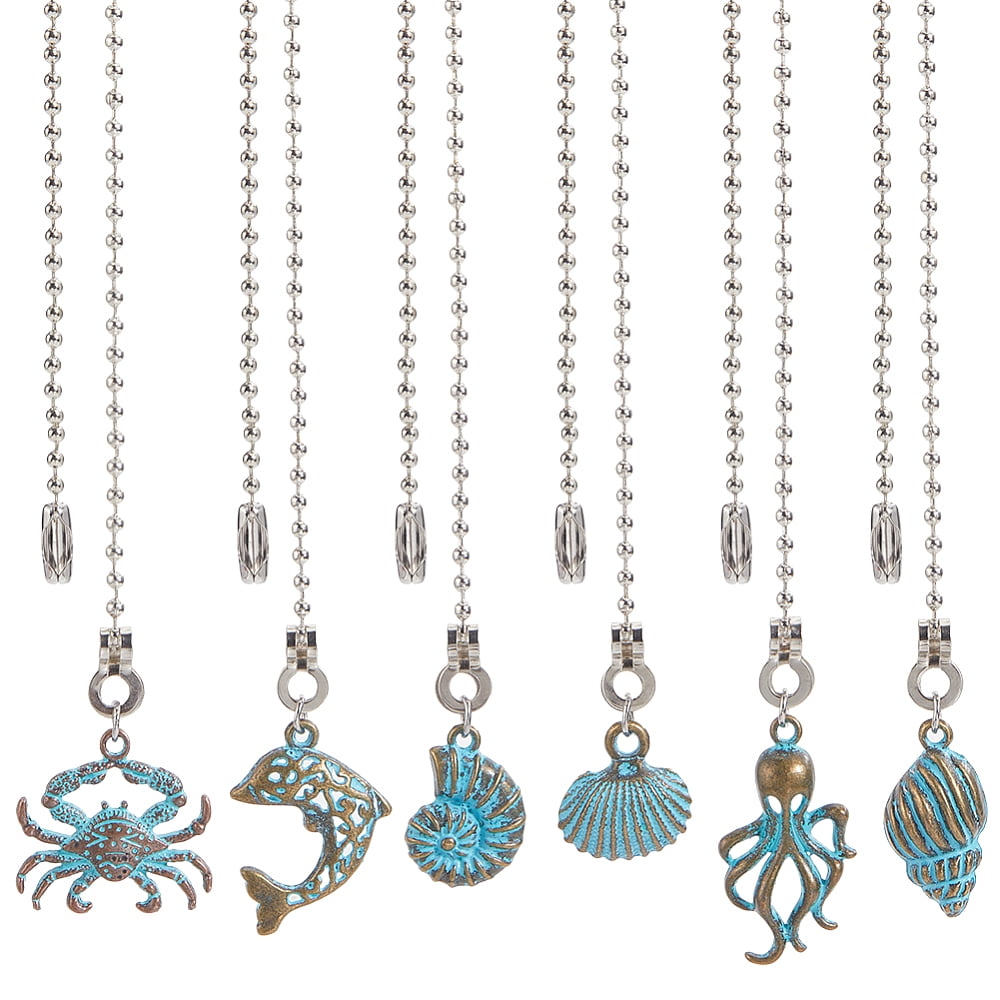 14Pcs 7 Styles Marine Organism Alloy Charms Ceiling Fan Pull Chain ...