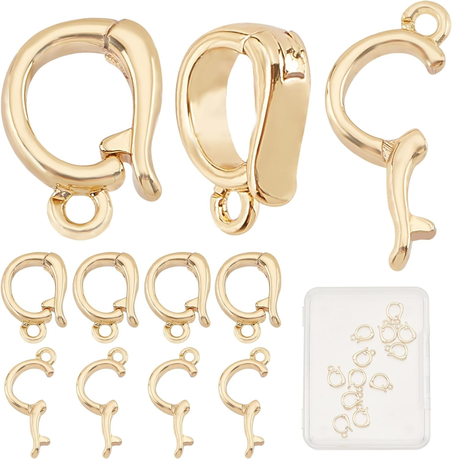 14Pcs Brass Fold Over Clasps with Loop Real 18K Gold Plated 10x7x2.5mm ...