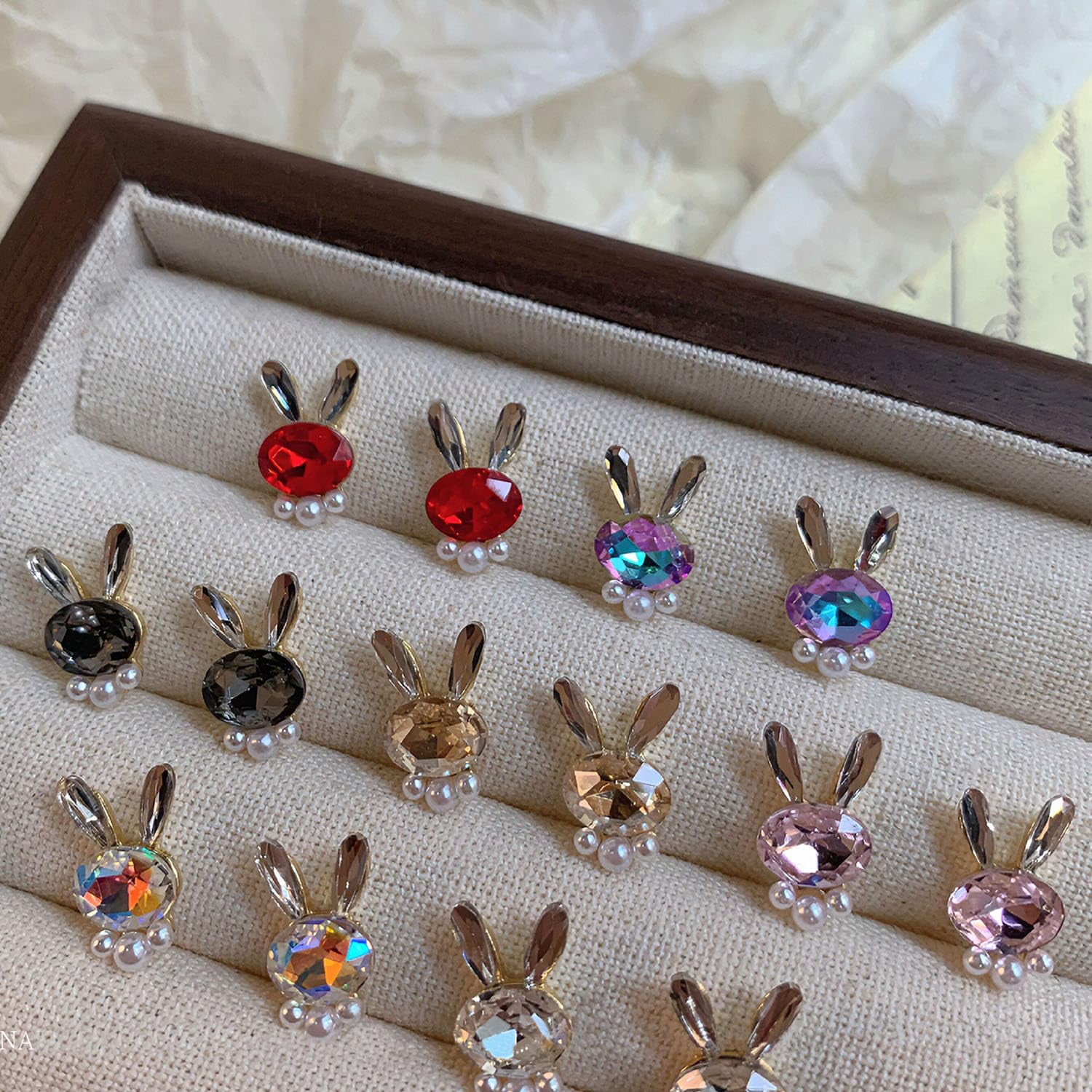 14Pcs Bunny Nail Charm Shiny Nail Rhinestones,3D Colorful Rabbit Nail ...