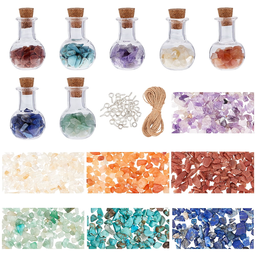 14Pcs Column Transparent Glass Bottles with No Hole/Undrilled Chip ...