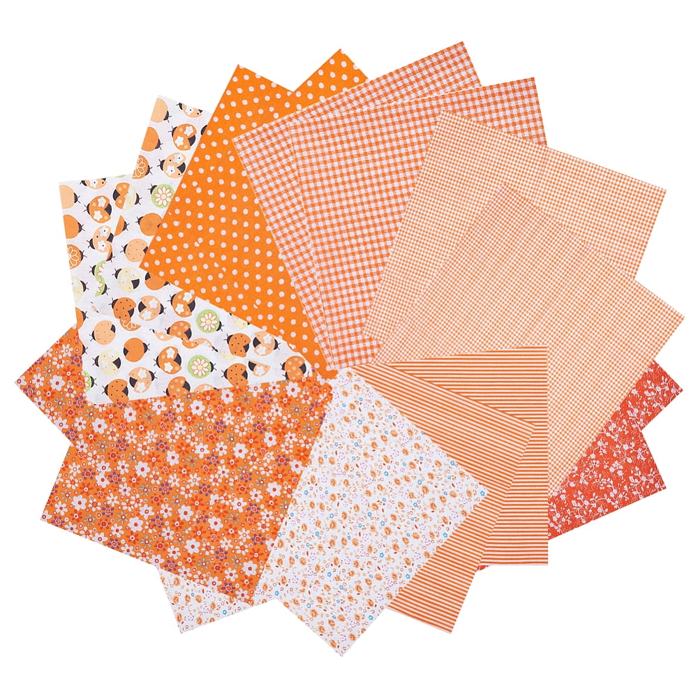 14Pcs Cotton Craft Fabric 7 Styles Square Orange Sewing Tissue to ...