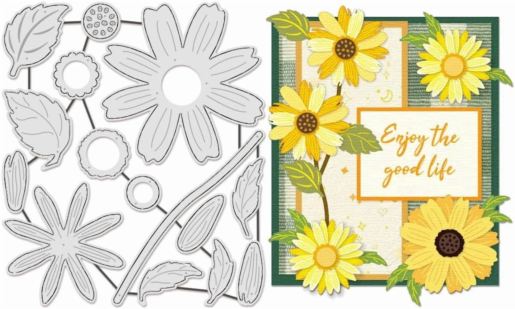 14Pcs Daisy Flowers Metal Cutting Dies for Card Making Leaves and Bloom ...