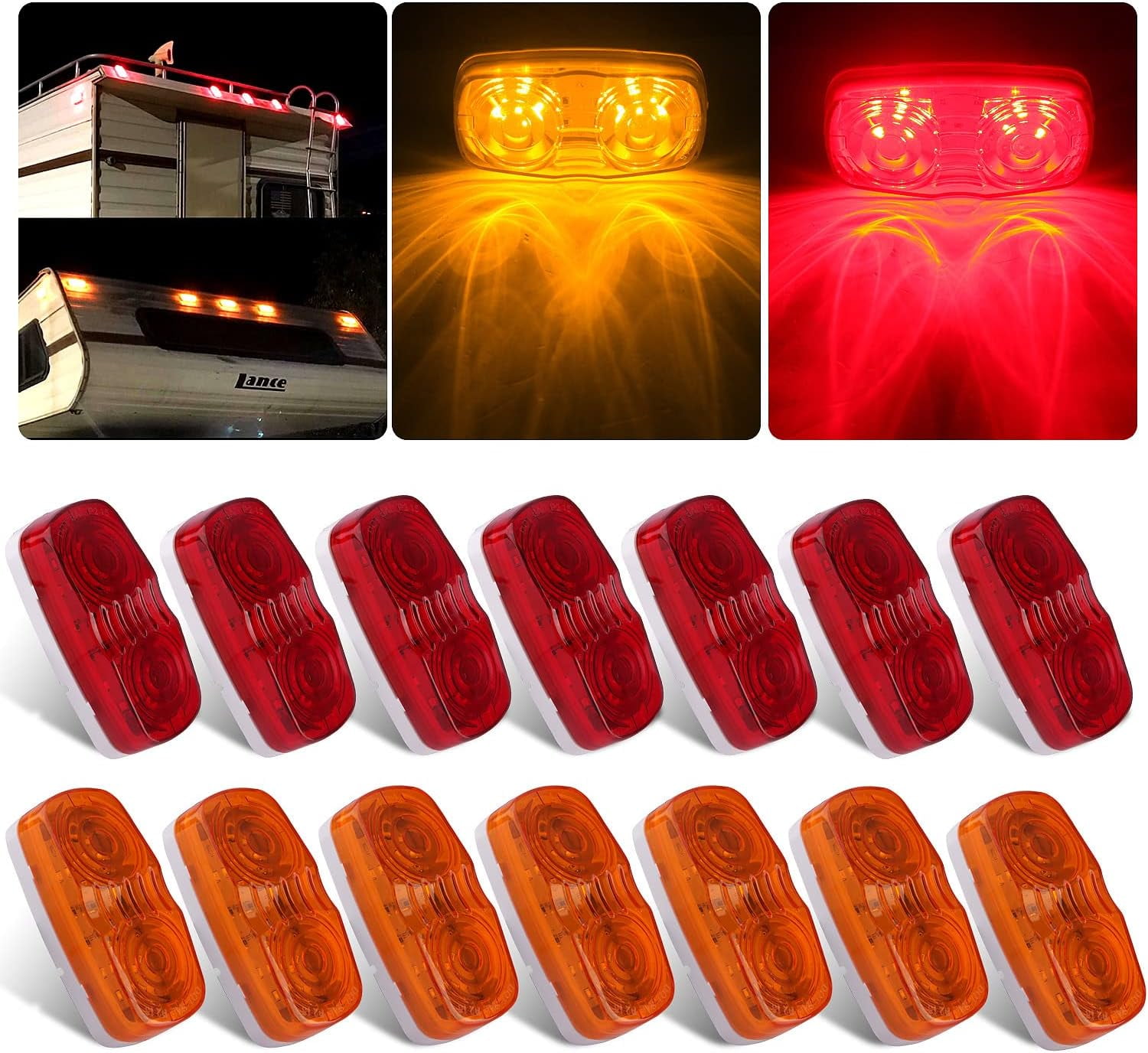 14Pcs Double Bullseye Led Marker Lights 10 LED, 2x4 Rectangle Led ...