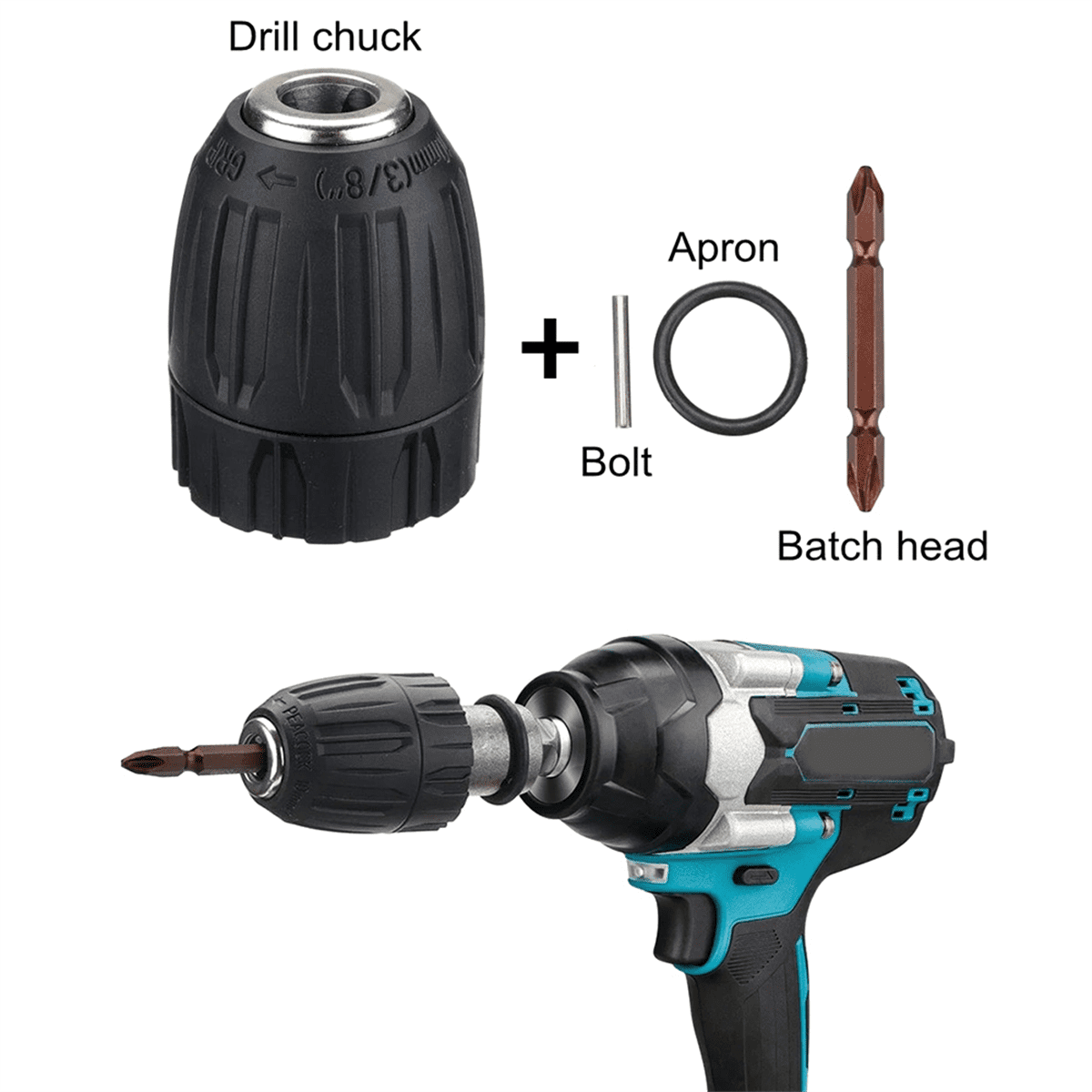 14Pcs Electric Impact Wrench Hexs Socket Adapter Kit Drill Chuck Drive ...