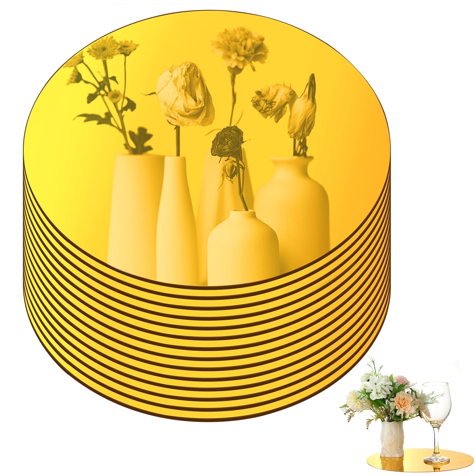 14Pcs Gold Round Acrylic Mirror Sheet Acrylic Circle Mirrors ...