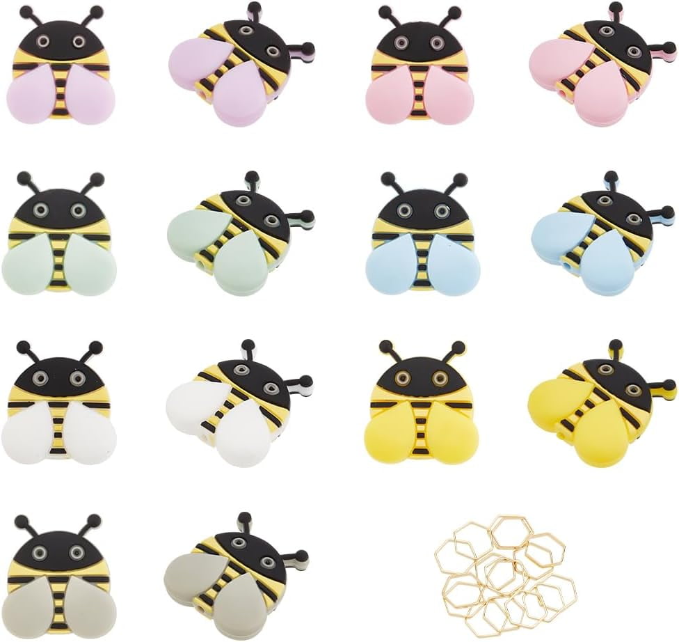 14Pcs Knitting Needle Stoppers Cute Bee Silicone Needle Point ...