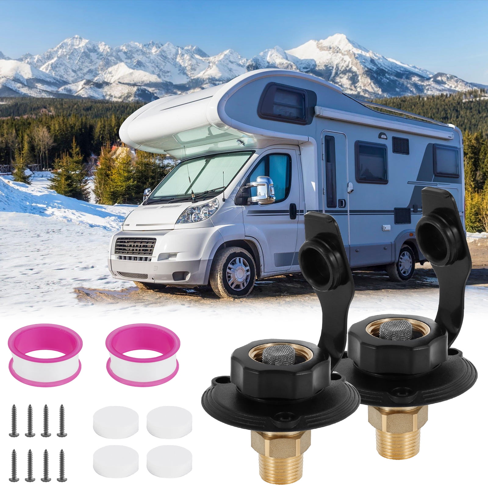 14Pcs Lead Free Brass RV City Water Fill Inlet with 3/4 NH Female to 1/ ...