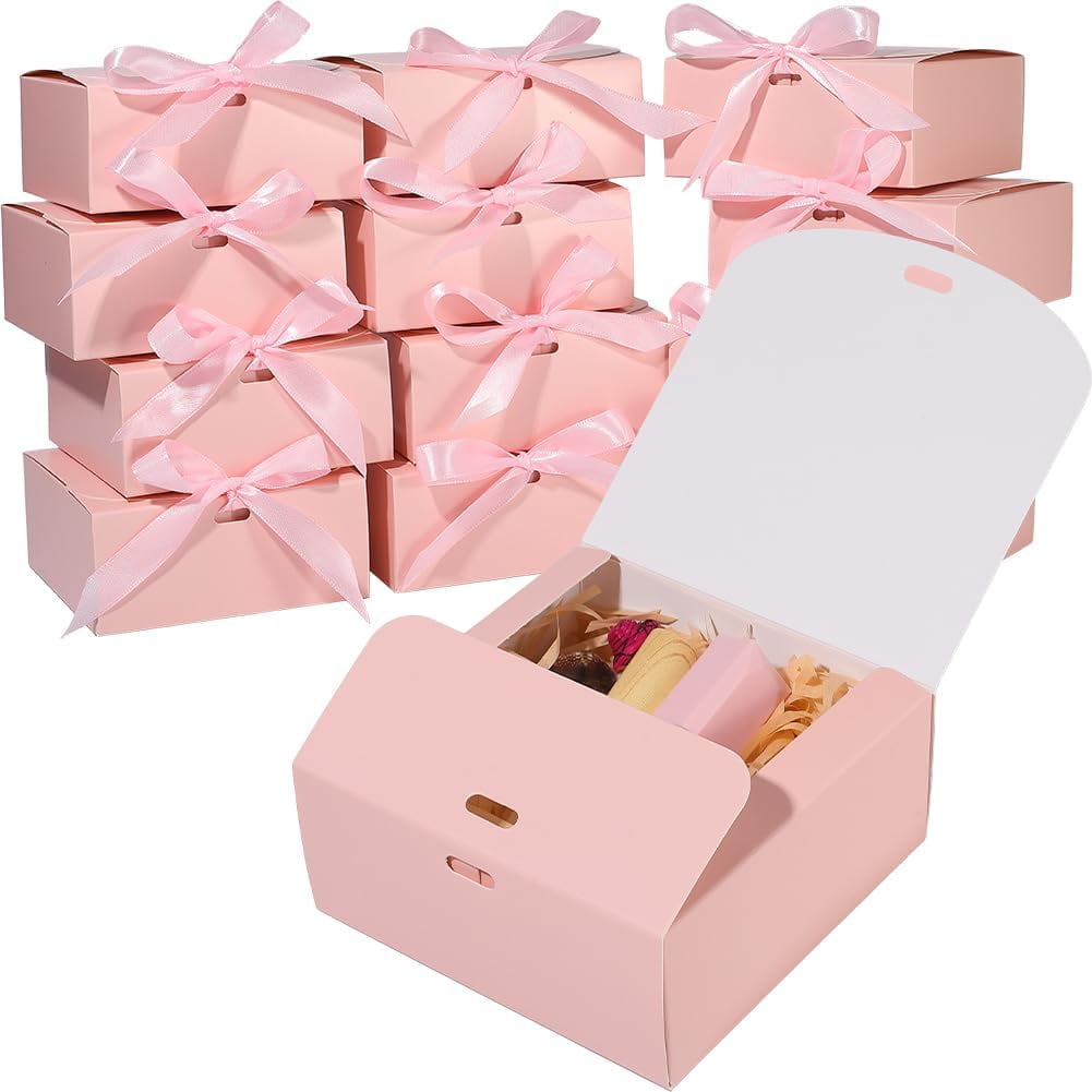 14Pcs Pink Treat Boxes 4.3x4.3x2 Inch Paper Cardboard Fold Gift Box ...