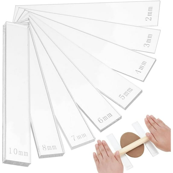 14Pcs Polymer Clay Depth Guide 2/3/4/5/6/7/10mm Clear Clay Roller Guide ...