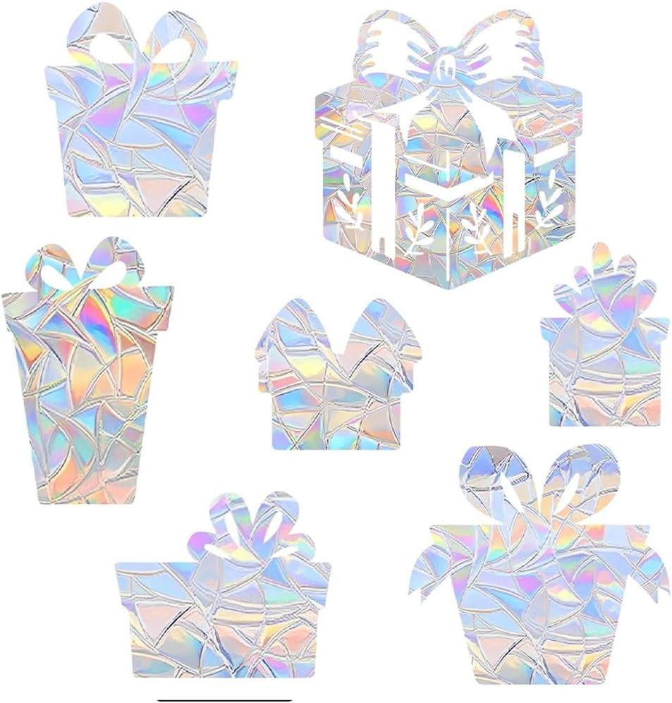 14Pcs Rainbow Window Cling Gift Box Window Decals 3D Sun Catcher Static ...