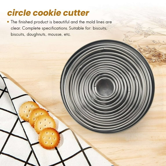 14Pcs/Set Round Cookie Biscuit Cutter Set Stainless Steel Mousse Cake ...