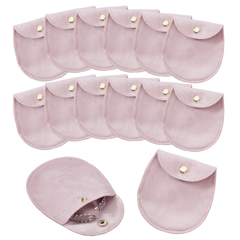 14Pcs Velvet Jewelry Pouches Small Oval Jewelry Storage Bags with Snap ...