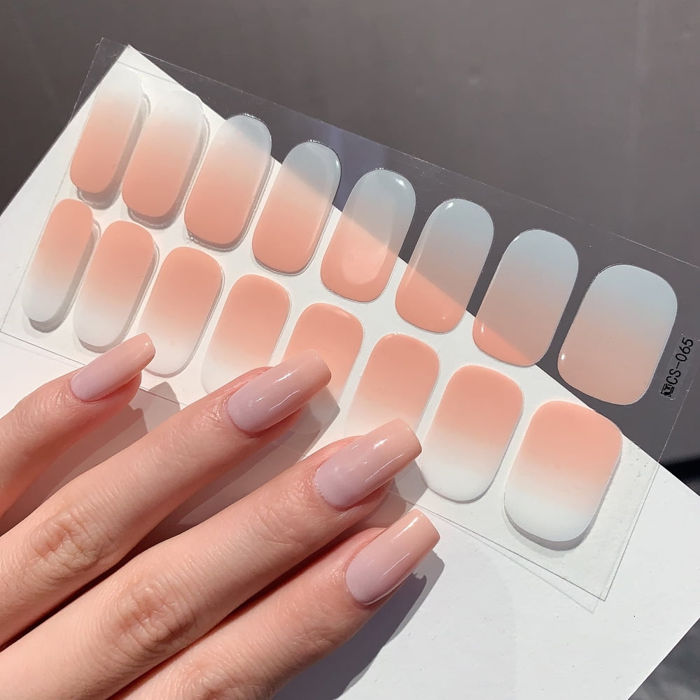 14Tablets DIY Baking-free Nail Stickers Long-Lasting Gradient Colour ...