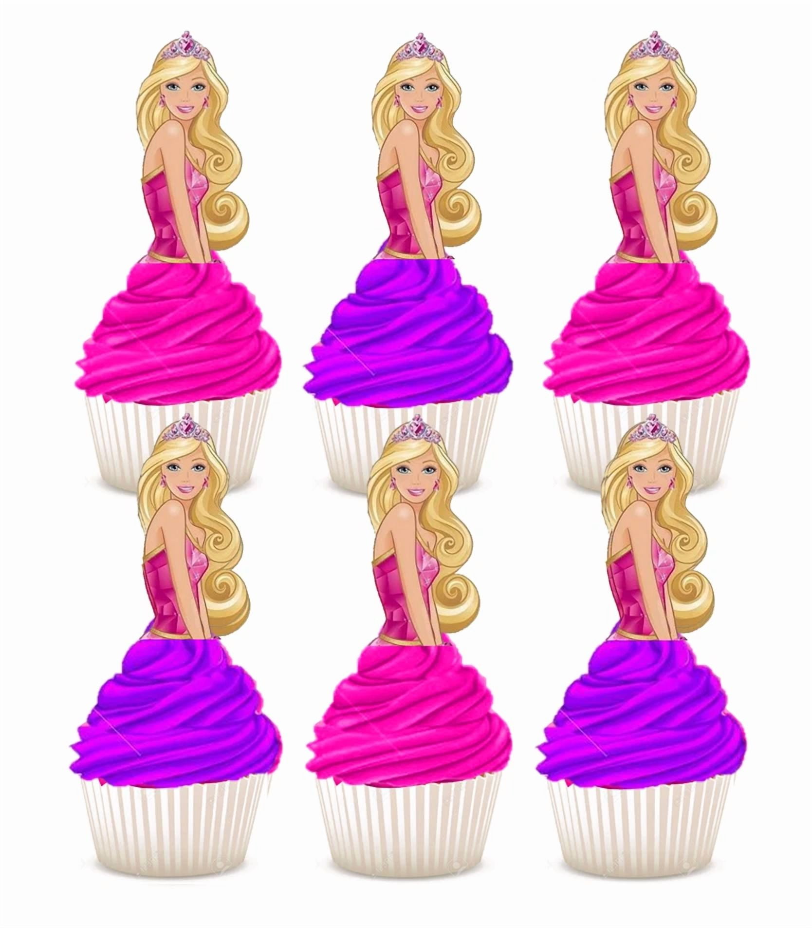 14X Edible Barbie Princess Half Body Wafer Card Cupcake Cake Toppers ...