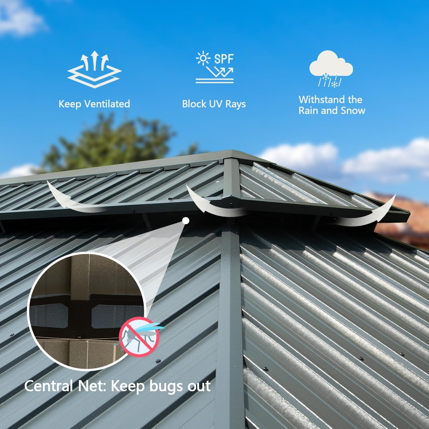 14X22Ft Hardtop Gazebo, Outdoor Gazebo With Galvanized Steel Double ...