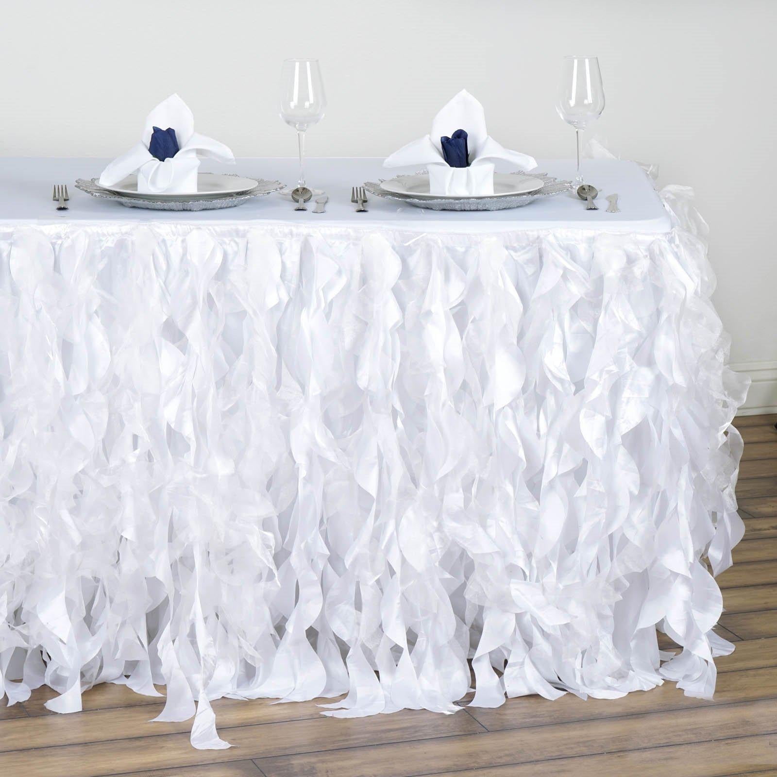 14ft Enchanting Curly Willow Taffeta Table Skirt for Kitchen Dining ...
