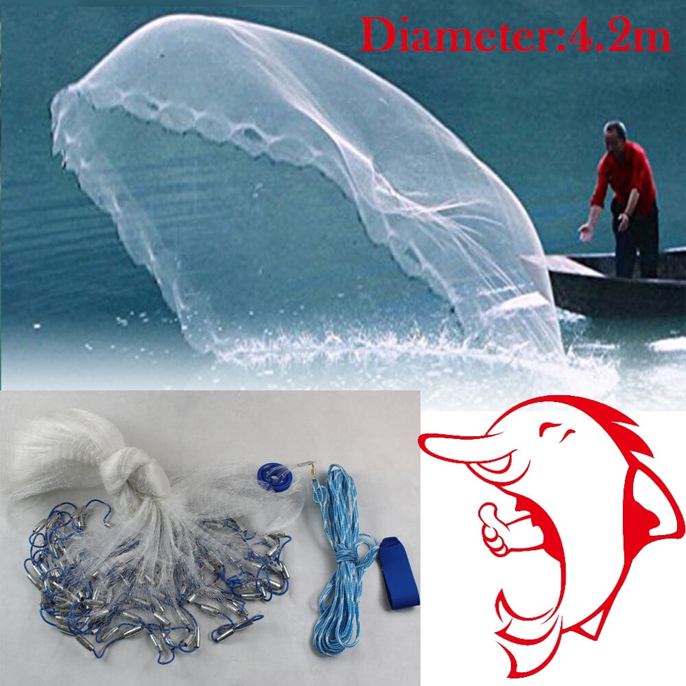 14ft Fishing Cast Net, Dense Mesh, Hand Cast Net with Sinker - Walmart.com