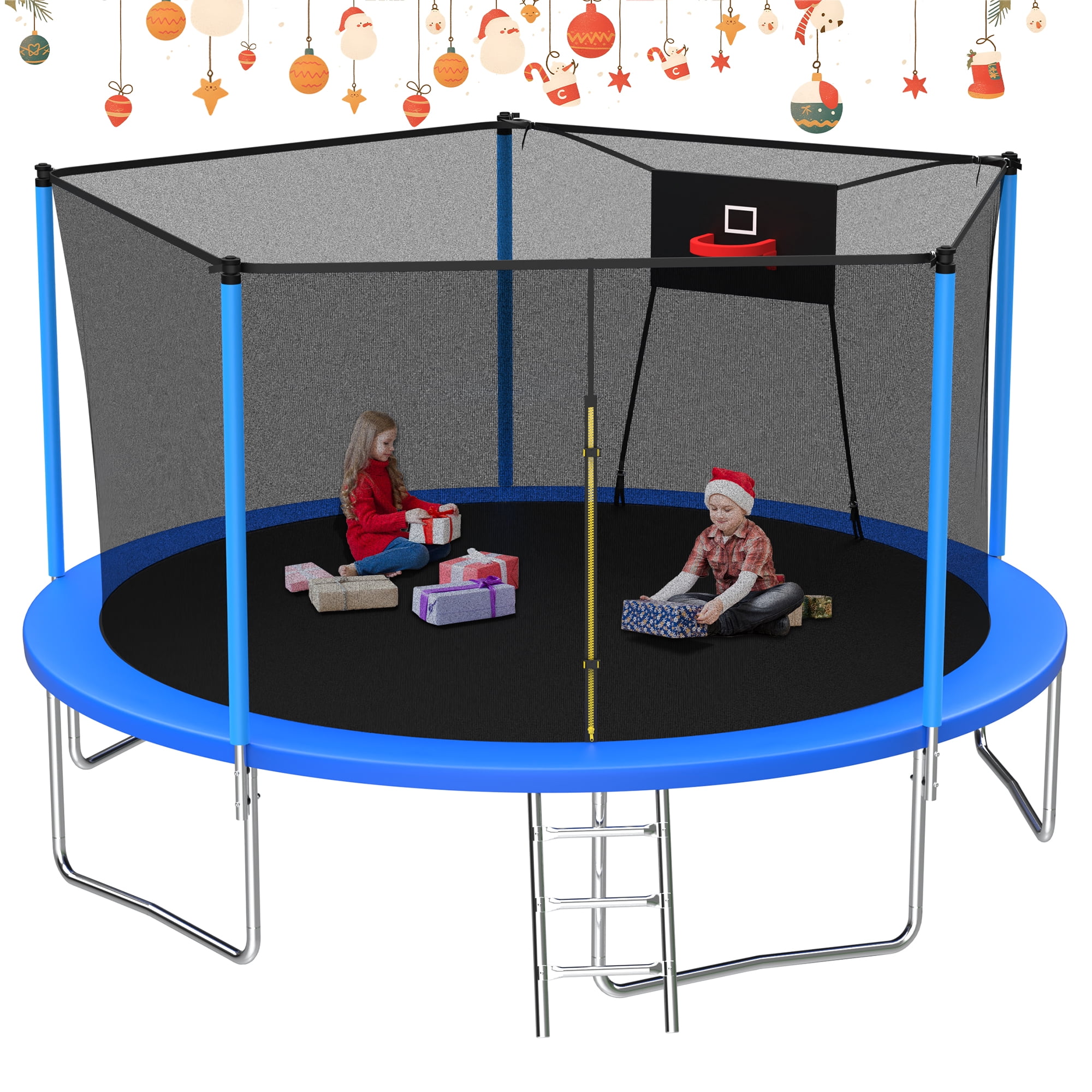 14ft Trampoline with Basketball Hoop, Netrum Ourdoor Upgraded ...