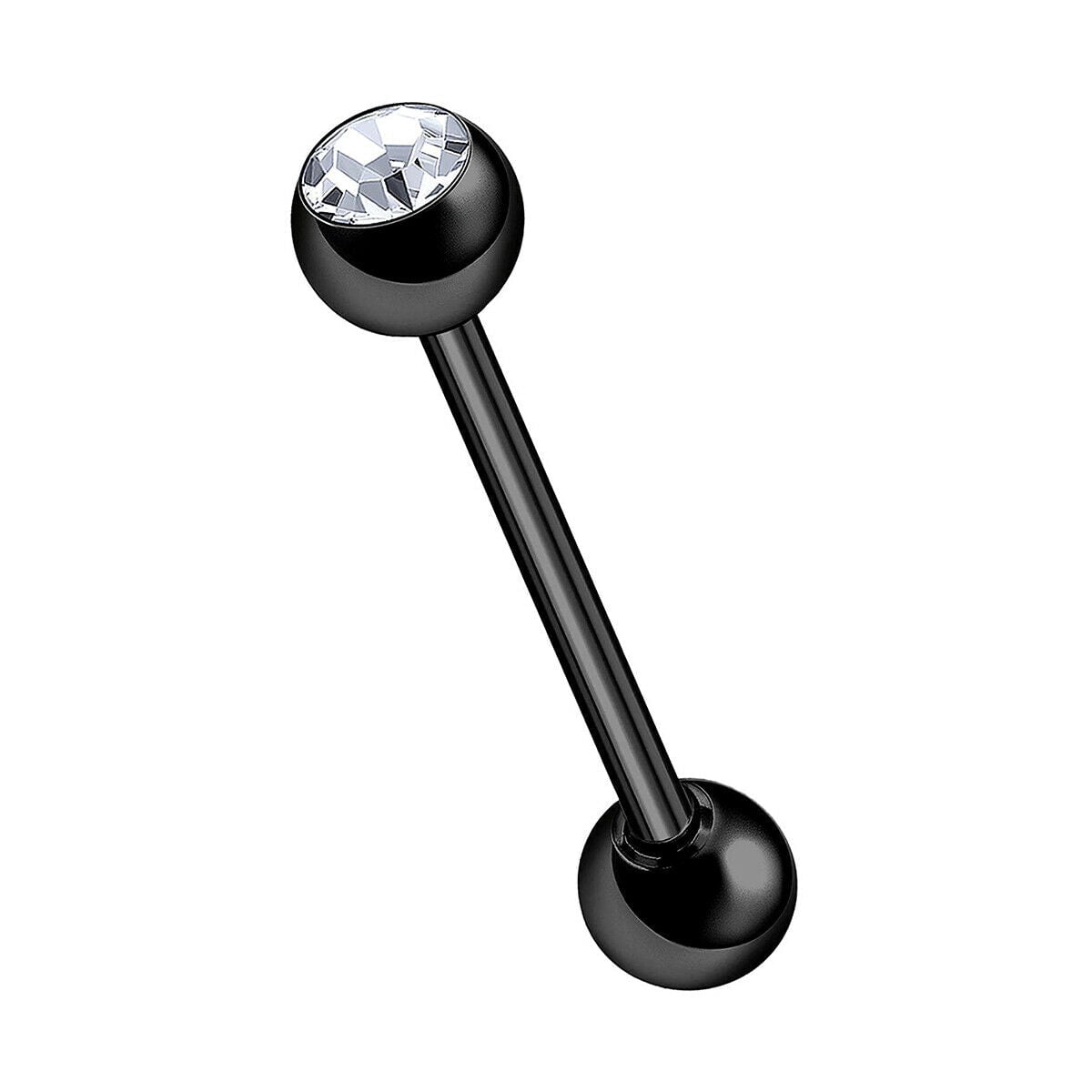 (14g ) Barbell Tongue Ring Anodized Black Titanium with Jewel - Walmart.com