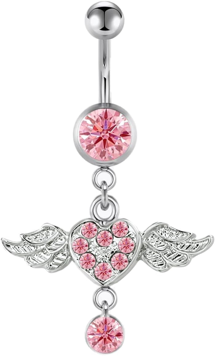 14g Cute Pink Angel Belly Button Ring for Women Belly Piercing ...