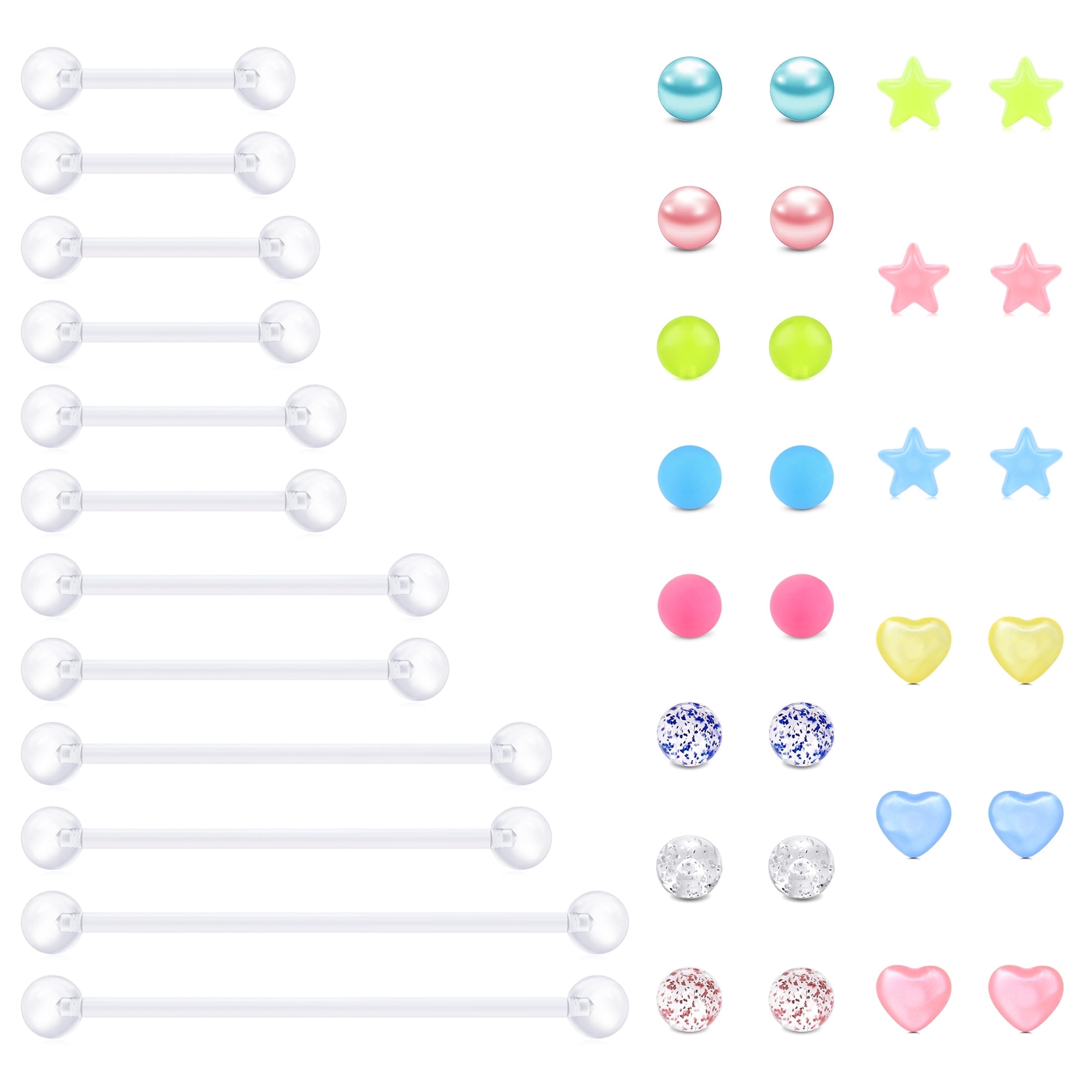 14g Plastic Industrial Barbell Earrings Pregnancy Belly Button Ring ...