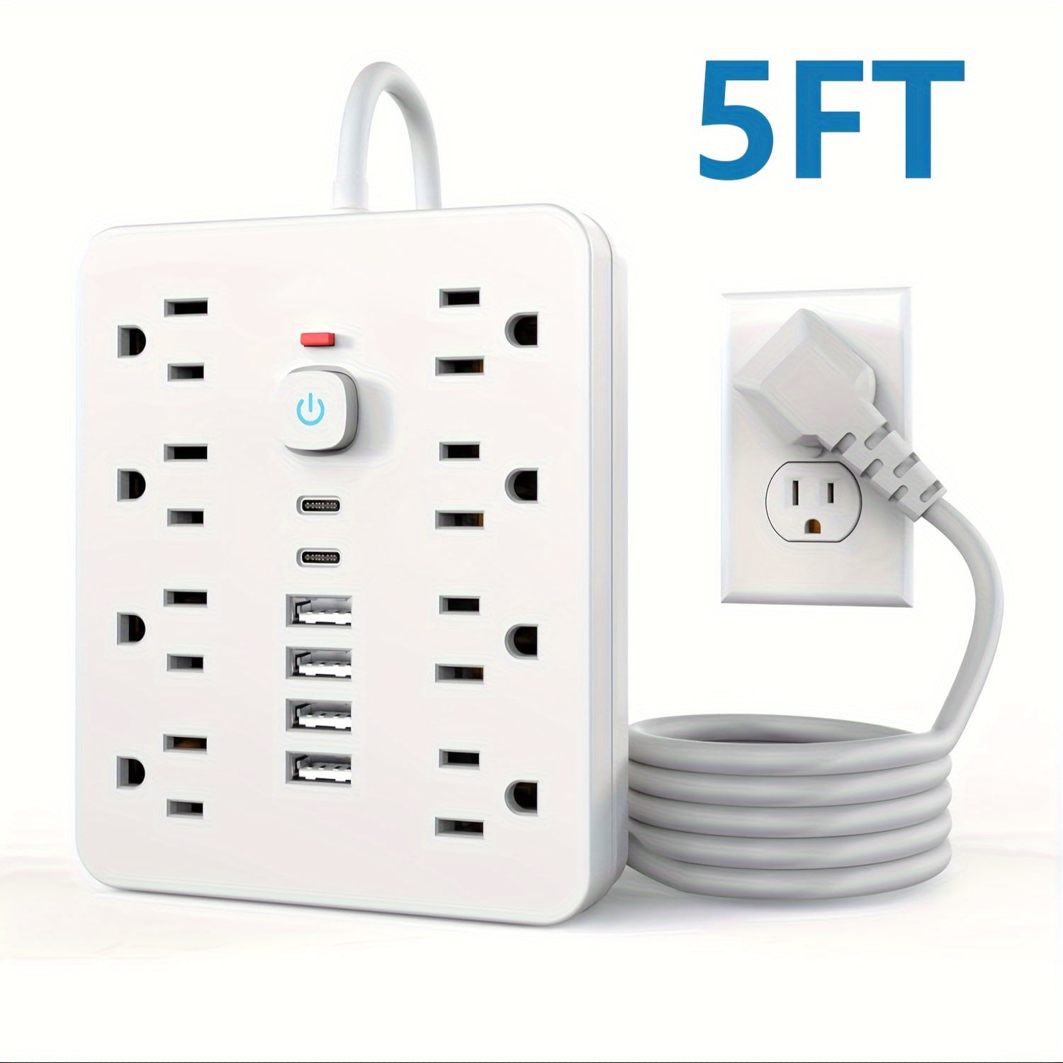 14in 1 Power Strip Surge Protector with 8 Outlets, 4 USB and 2 USB C ...