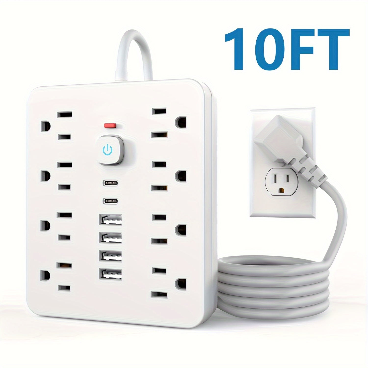 14in 1 Power Strip Surge Protector with 8 Outlets, 4 USB and 2 USB C ...