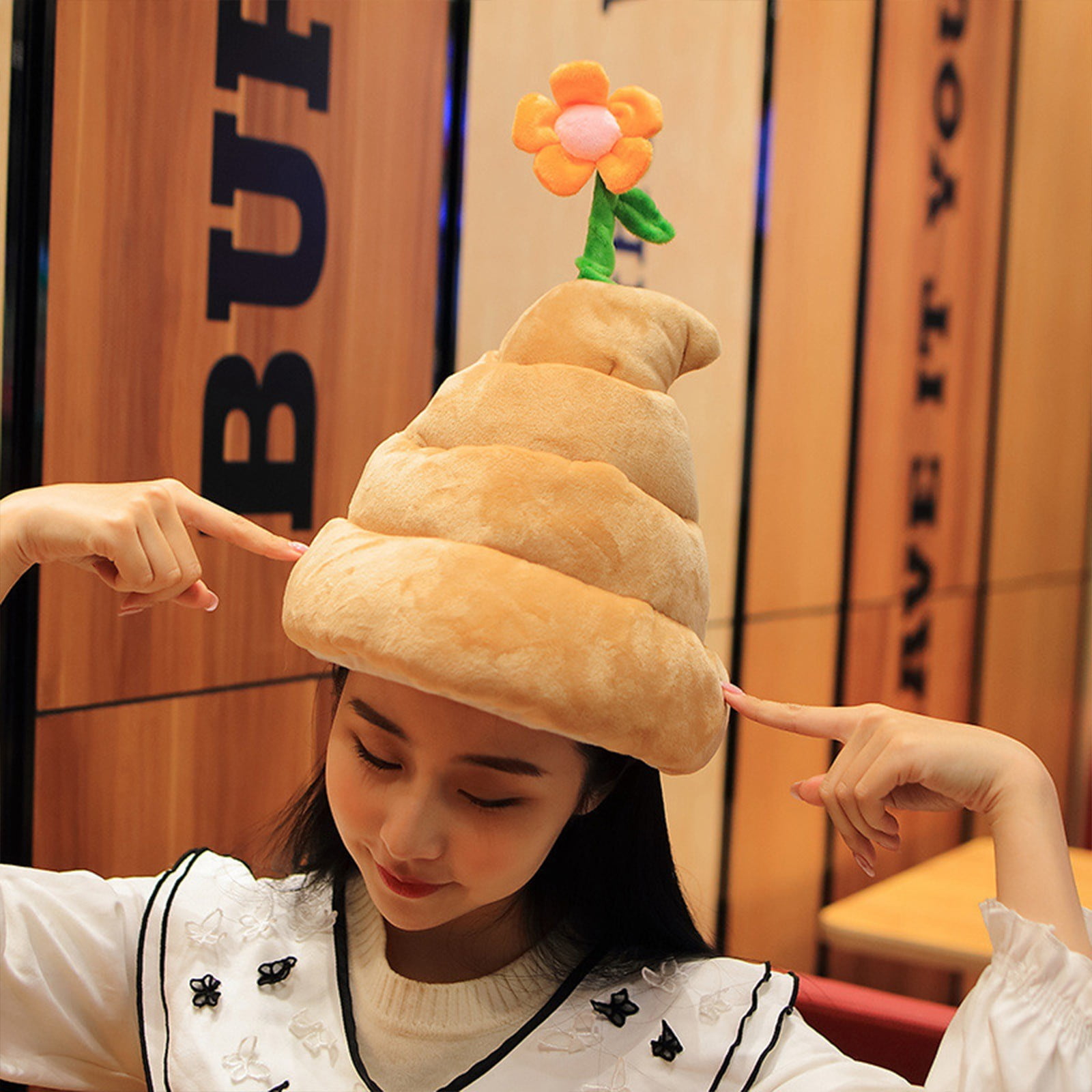 14in Comical Blossom Hat Plush - Crinkle Sound Sensory Decor Not ...