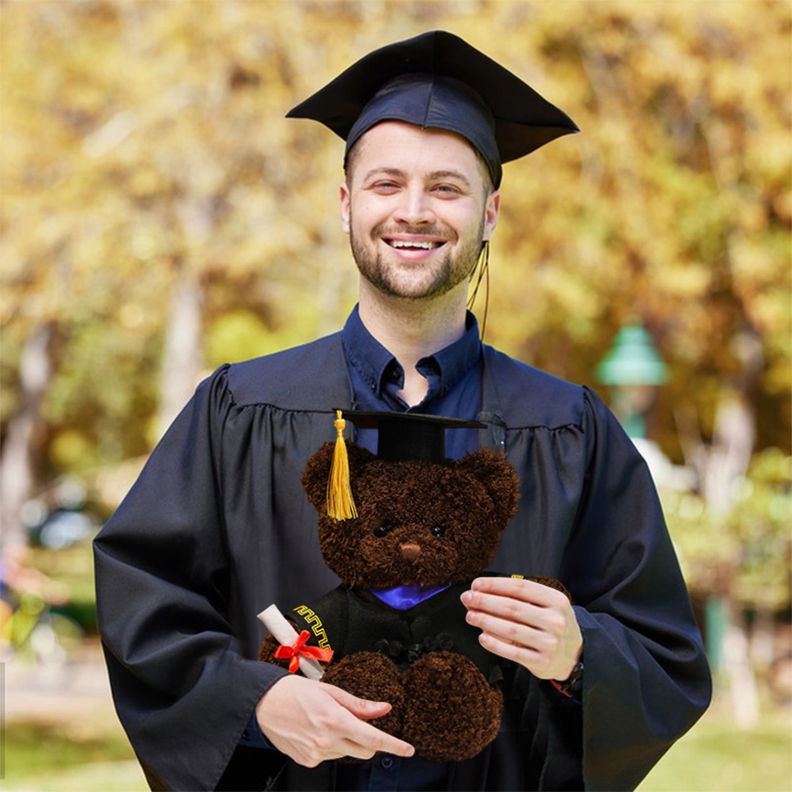 14in PhD Graduation Bear Plush - Cap, Gown & Scroll Stuffed Animal ...