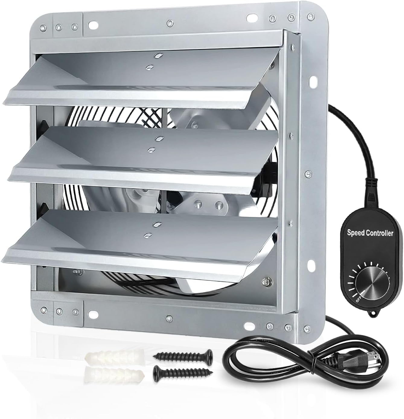 14in Shutter Exhaust Fan,Wall Mount Ventilator Fan with ON/OFF Switch ...