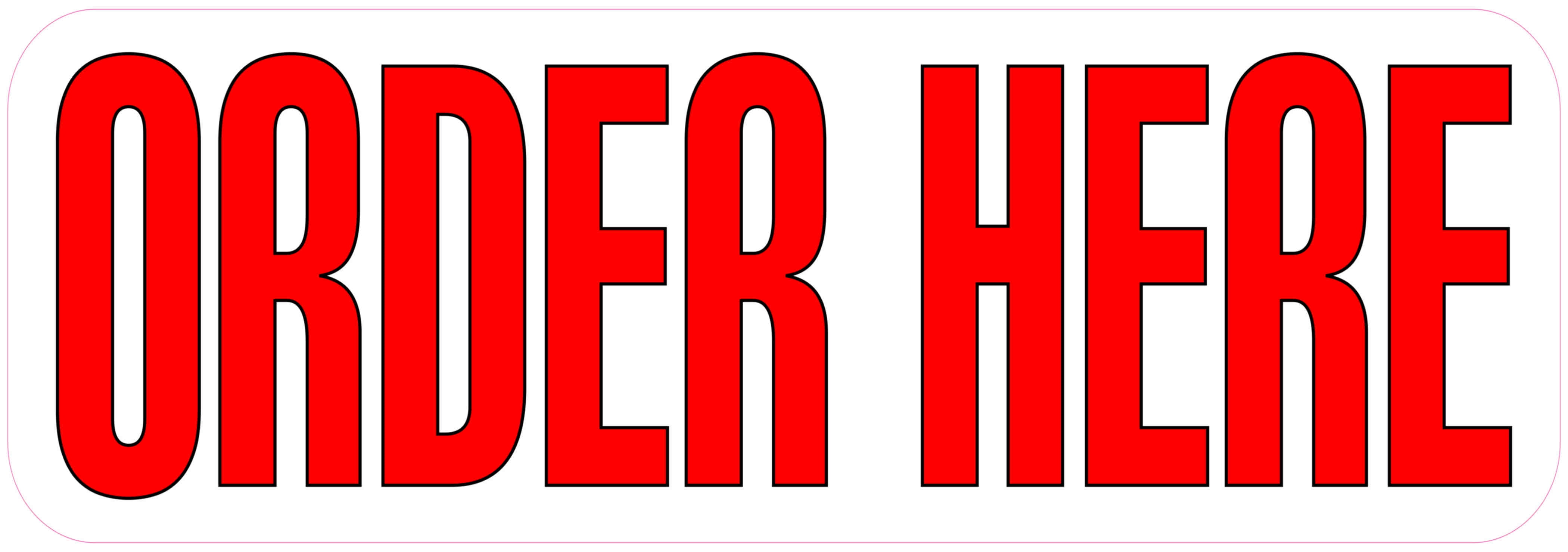 14in x 4.75in Order Here Sticker Vinyl Business Sign Stickers Large ...