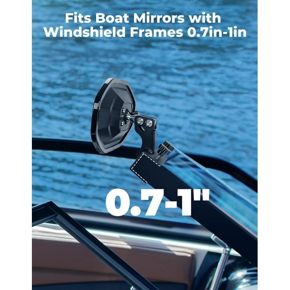 14in x 7in Marine Boat Mirror with 28° Field of View for Pontoon and ...