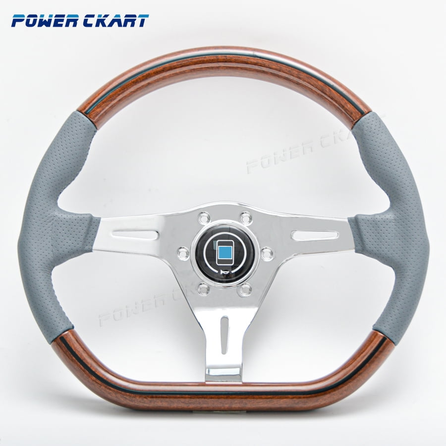 14inch D Shape Steering Wheel JDM Sport Classic Wood Steering Wheel Sim ...