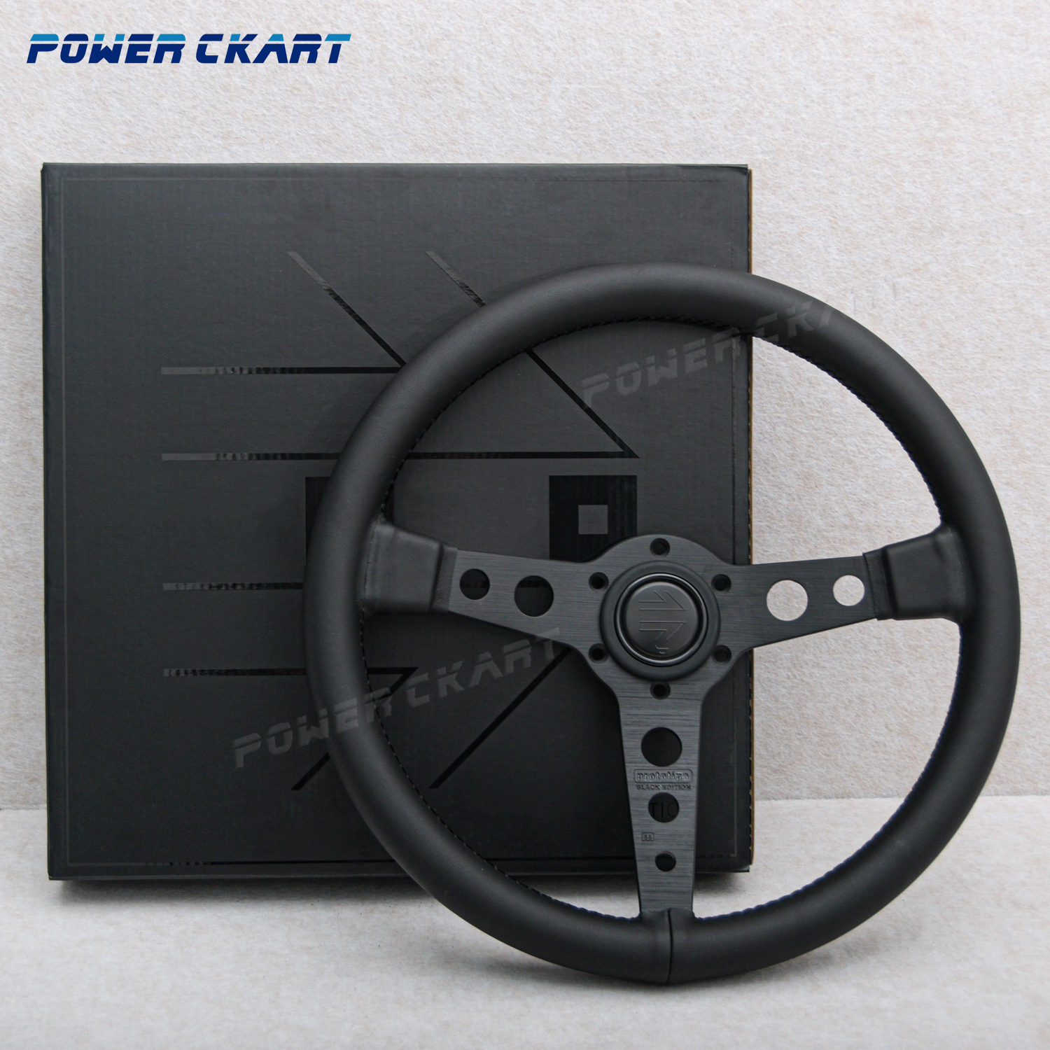 14inch MOMO Prototipo Black Edition Leather Steering Wheel JDM Racing Sport Steering Wheel Auto ...