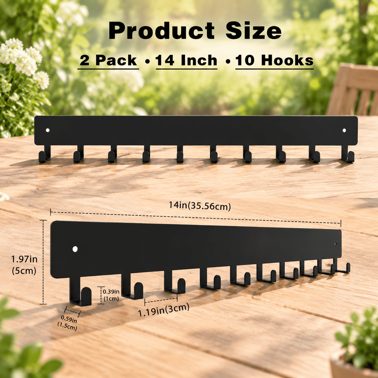 14inch Wall Key Holder With 10 Hooks(2 Sets) Metal Rack Mount For Keys ...