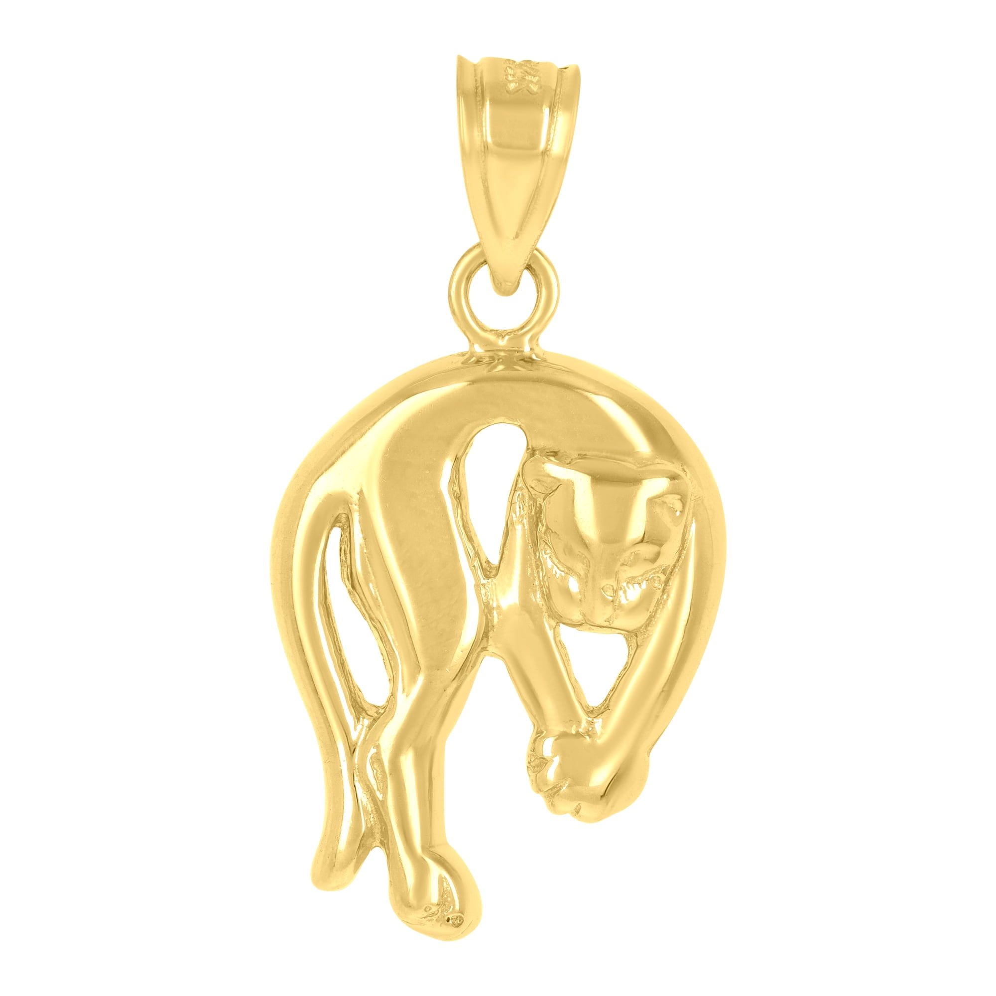 14k Yellow Gold Unisex Panther Animal Pendant Charm for Men Women ...