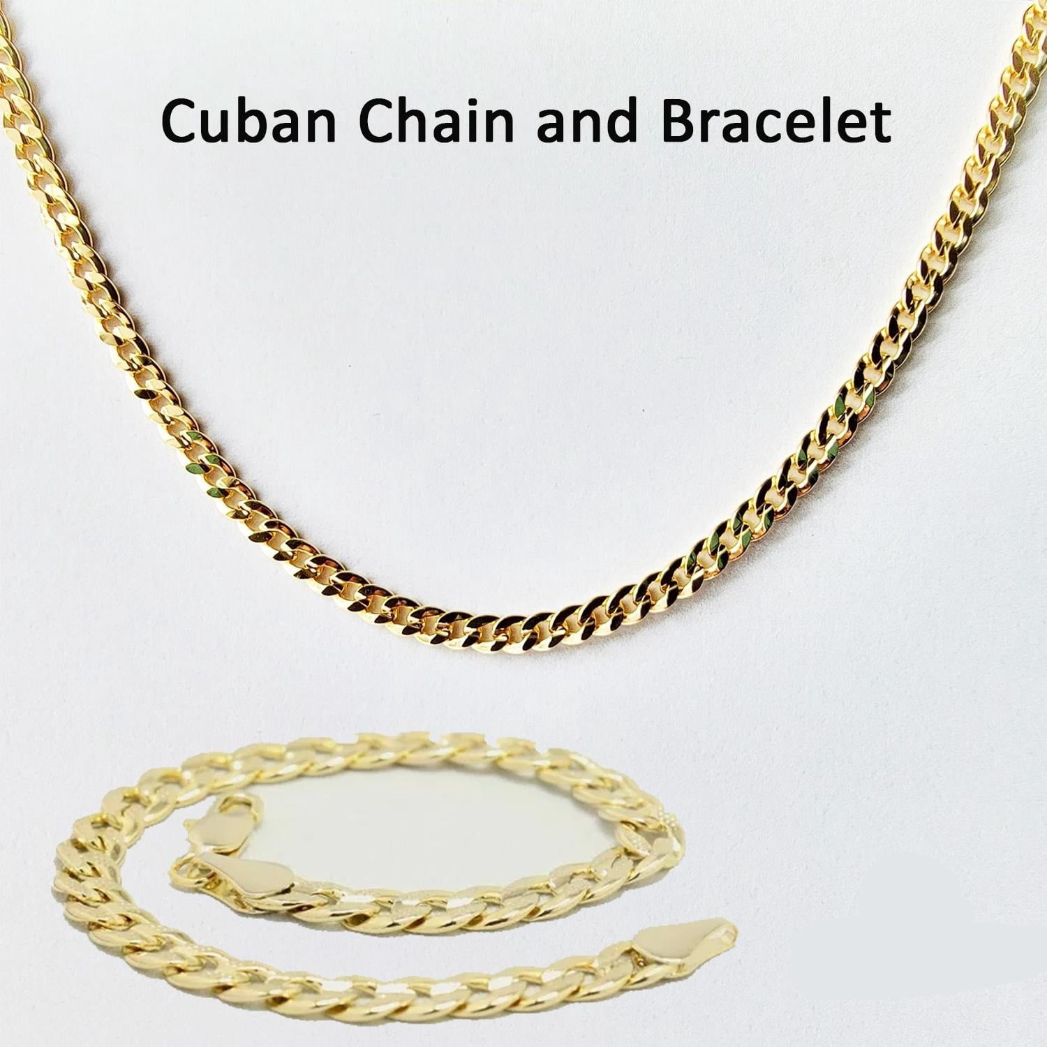 14k Bonded Gold Chain and Bracelet, Best Unisex Gift for Mother, Father ...