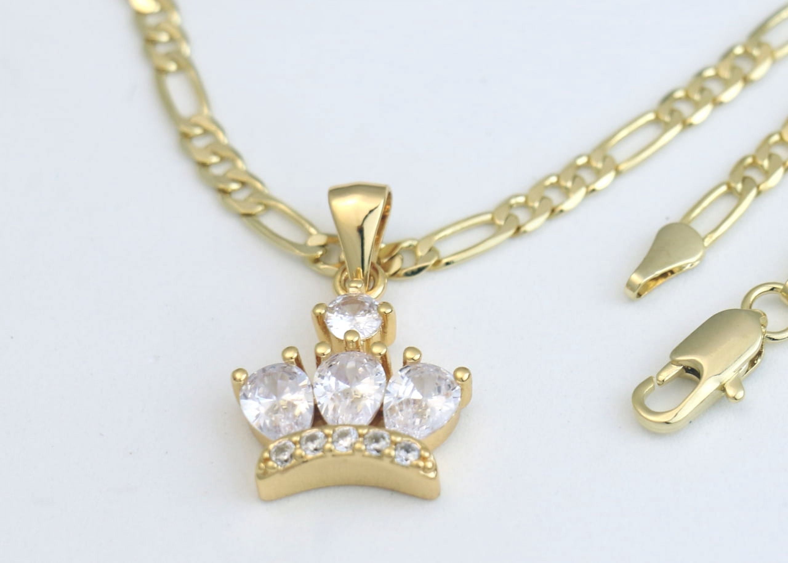 14k Bonded Gold Necklace with Crown Pendent, Best Christmas Unisex Gift ...