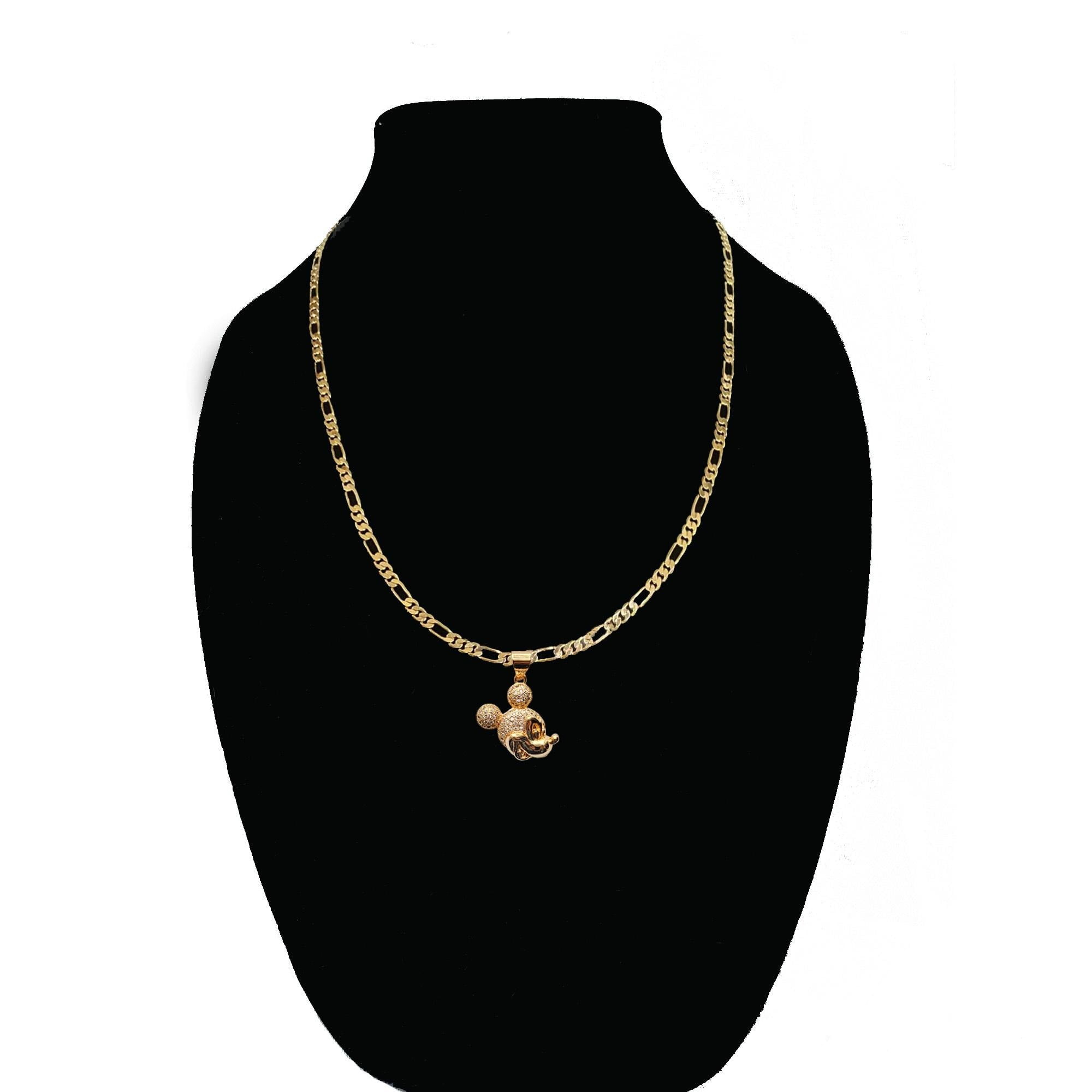 14k Bonded Gold Necklace with Mickey Mouse Head Pendent, Best Christmas ...