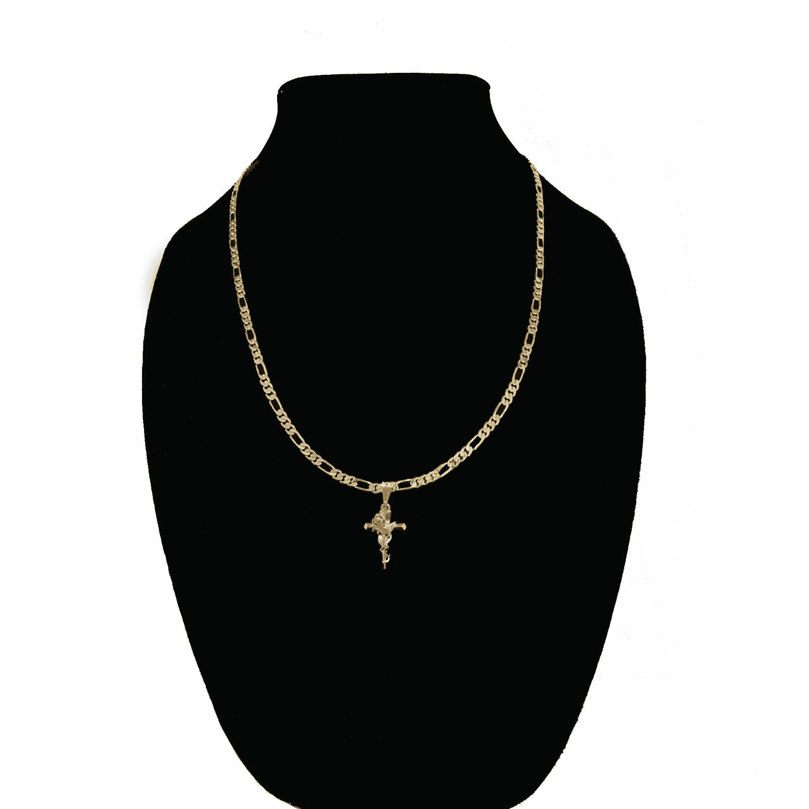 14k Bonded Gold Necklace with Pink Rose Cross Pendent, Best Christmas ...