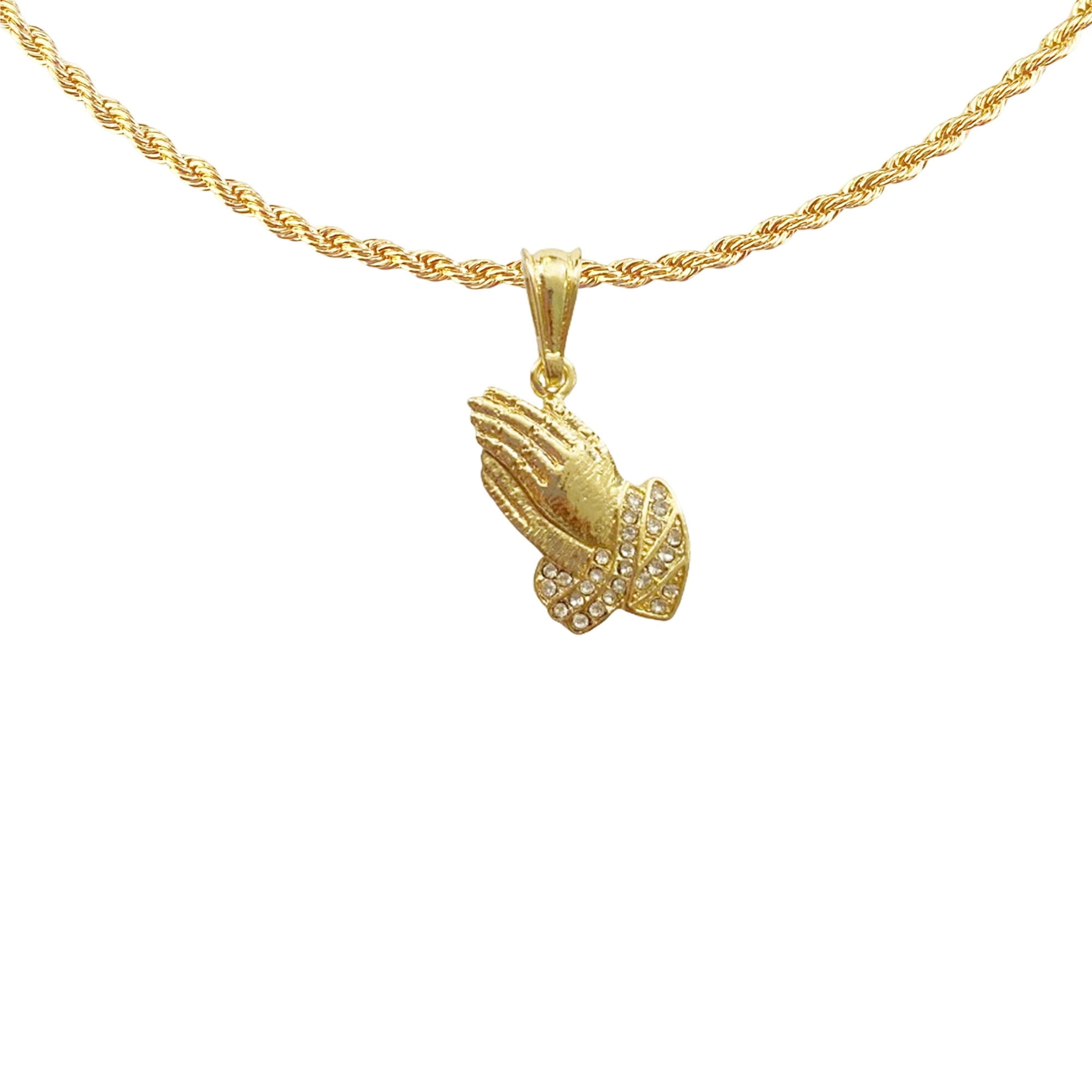 14k Bonded Gold Necklace with Prayer Hand Pendent, Best Christmas ...