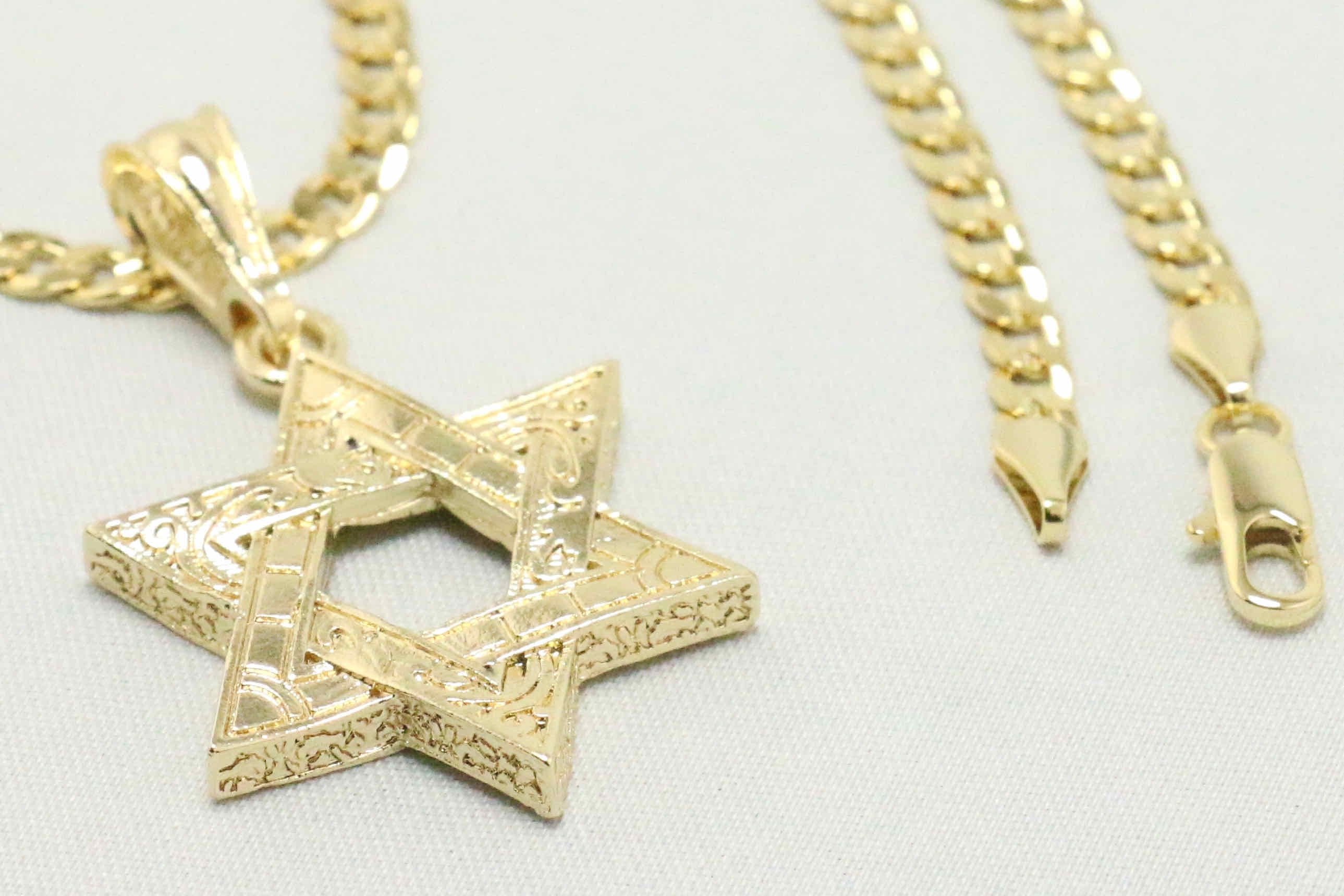 14k Bonded Gold Necklace with Star David Pendent, Best Christmas Unisex ...