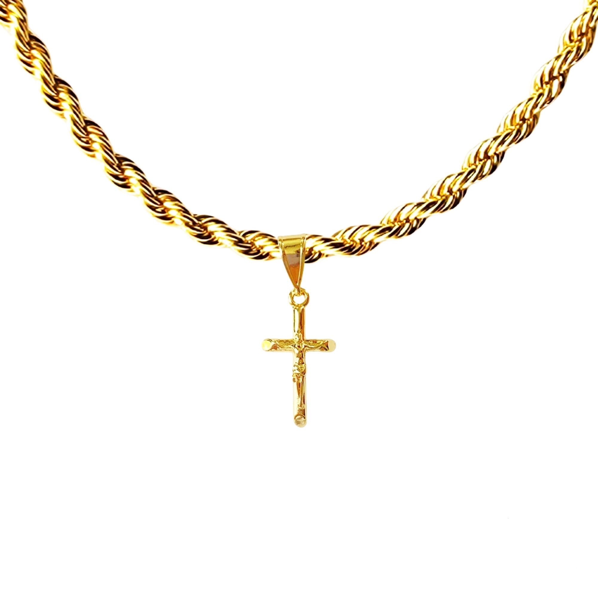 14k Bonded Gold Necklace with Tiny Curifix Cross Pendent, Best ...