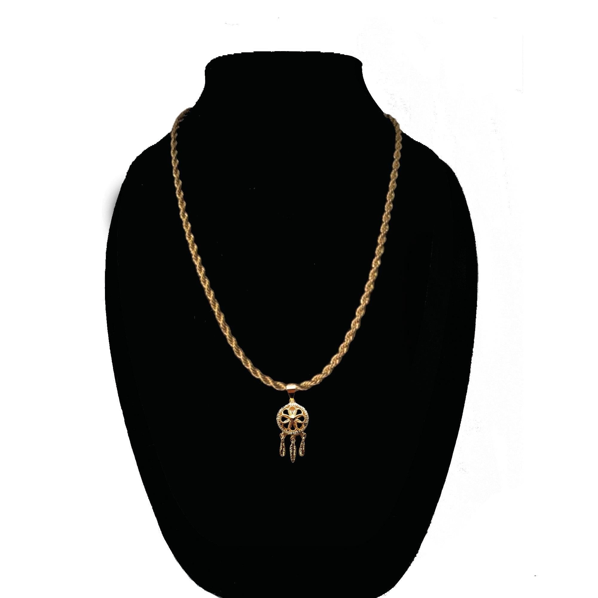14k Bonded Gold Rope Chain with Dream Catcher Pendant, Best Unisex ...