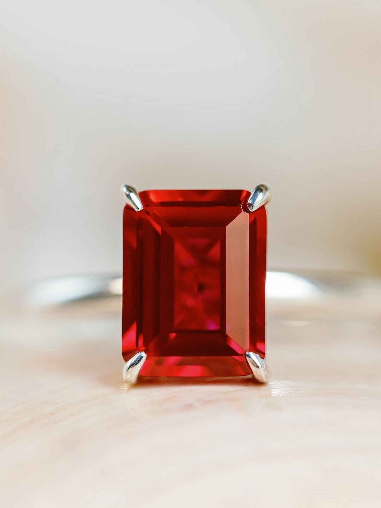 14k Emerald Cut Ruby Ring, Emerald Cut Ruby, Ruby Engagement Ring ...