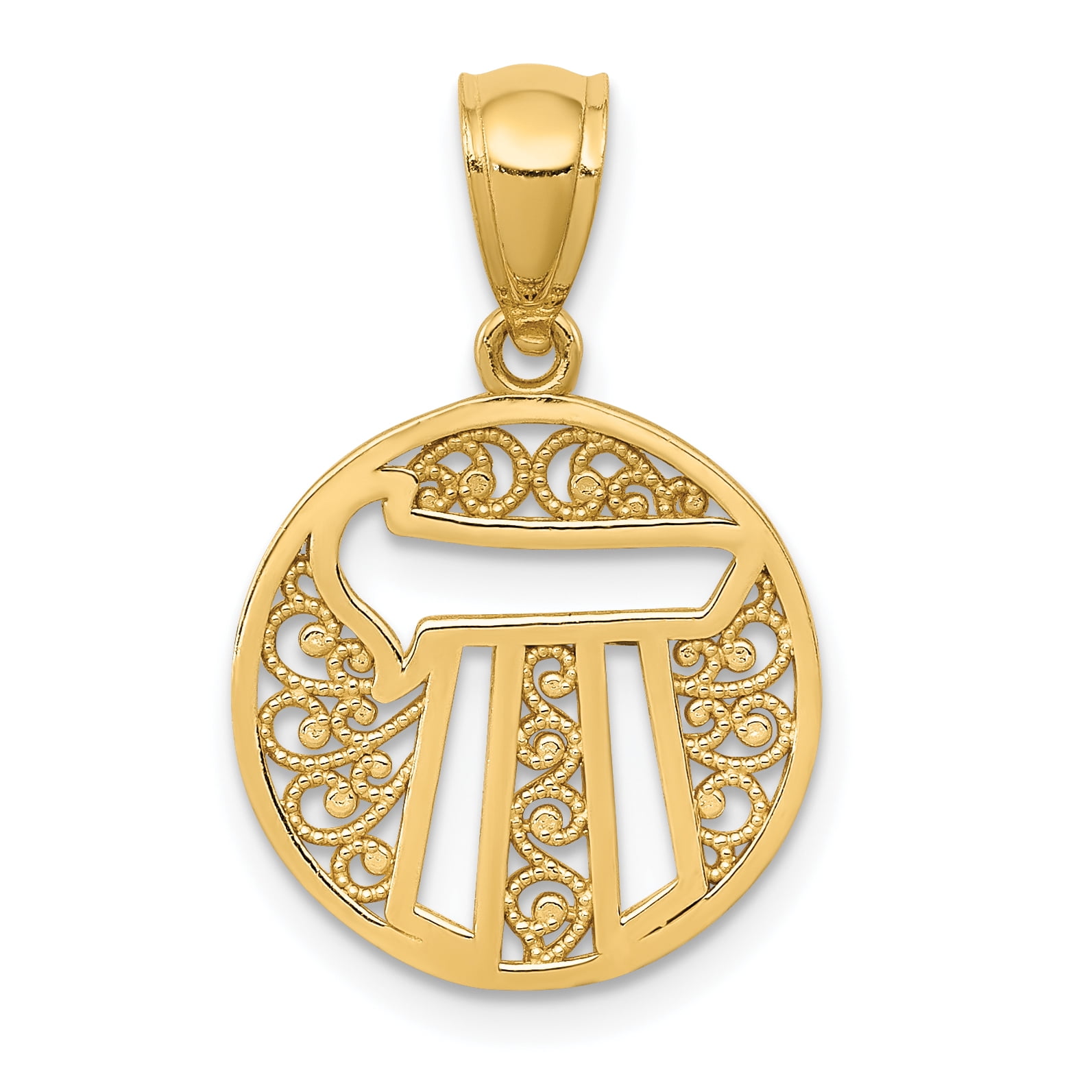 14k Filigree Circle Chai Pendant C3742 - Walmart.com