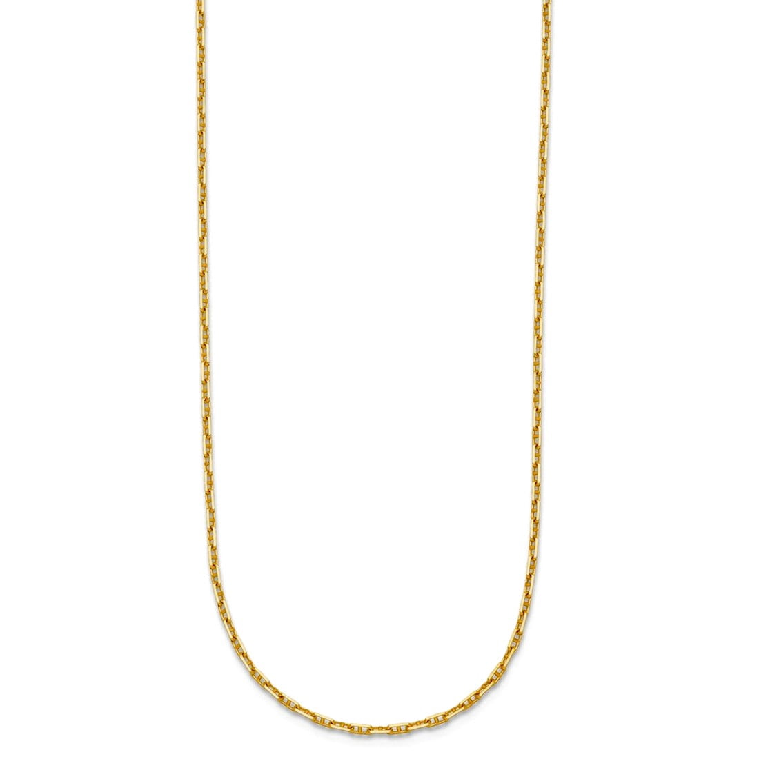 14k Solid Yellow Gold 1.3mm Nautical Ship Mariner Anchor Chain Necklace ...