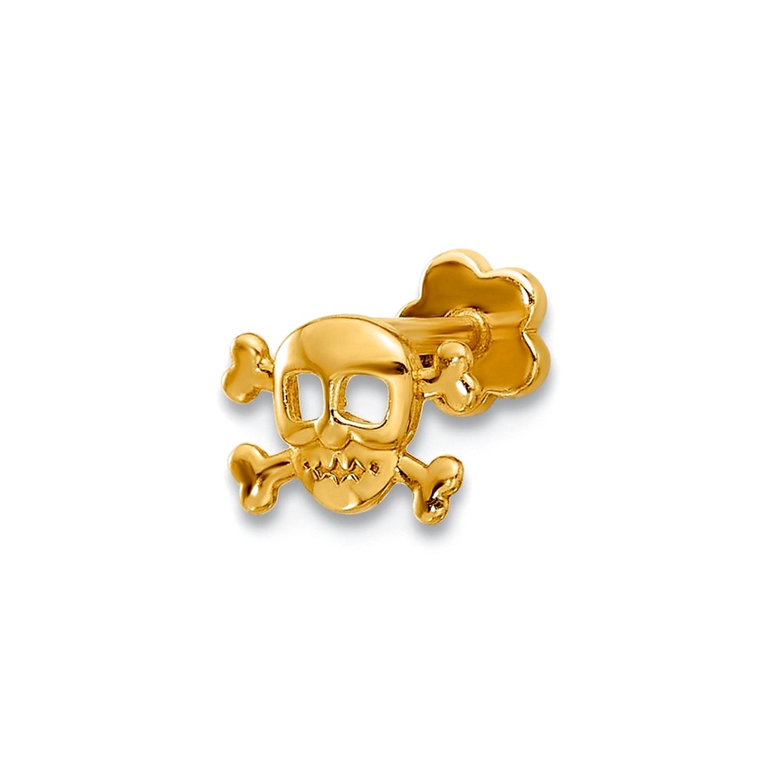 14k Solid Yellow Gold 18 Gauge Skull and Religious Faith Crossbones ...